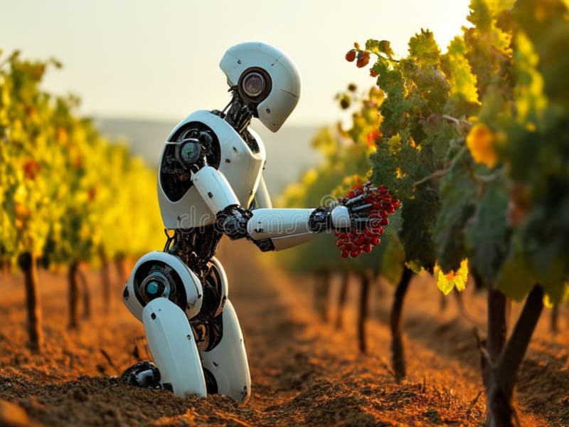 The Robot is Picking Grapes the Grapes Garden Stock Photo - Image of ...