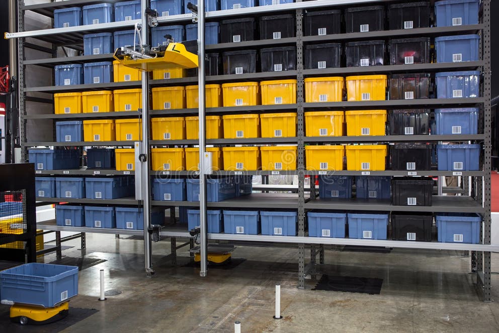 Robot Picking Materials from Multi-layer Rack Stock Photo - Image of ...