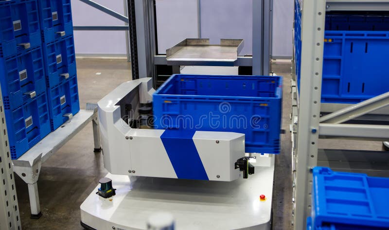 Robot Picking Materials from Rack Stock Image - Image of manufacturing ...