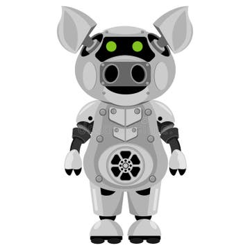 Robot Piglet. Vector Pig Cyborg on a White Background Stock Vector ...