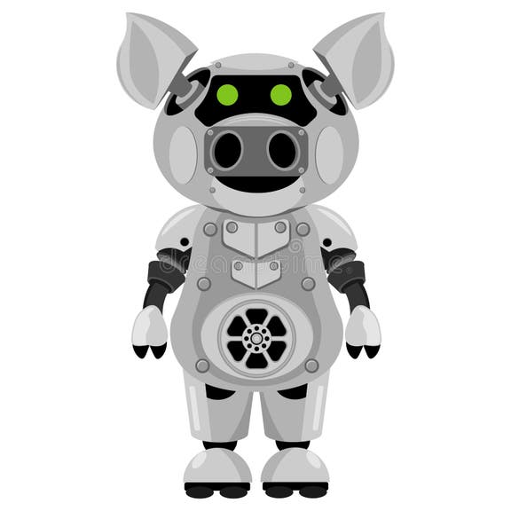 Robot Piglet. Vector Pig Cyborg on a White Background Stock Vector ...