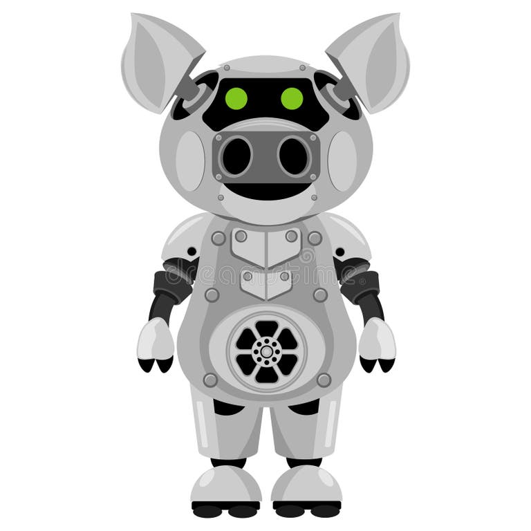 Robot Piglet. Vector Pig Cyborg on a White Background Stock Vector ...