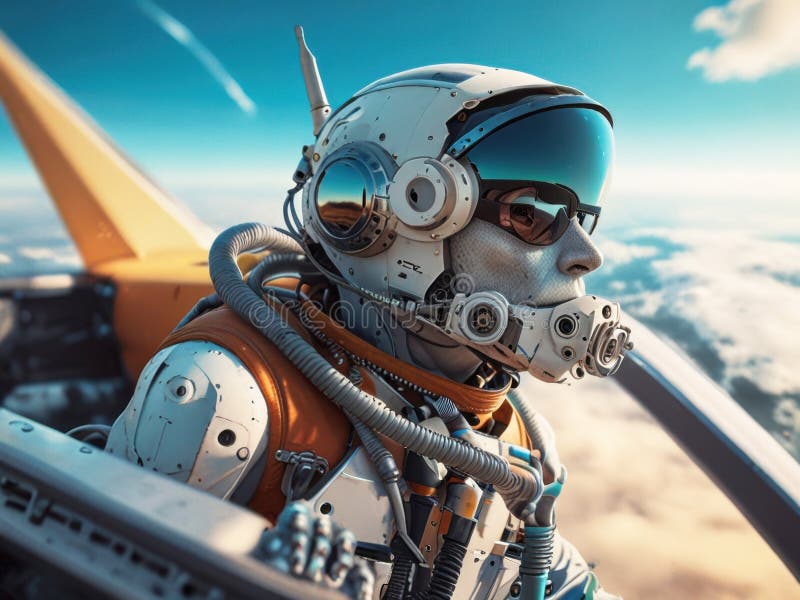 A Robot Pilot in an Aeroplane Performs Air Traffic Control Stock Image ...
