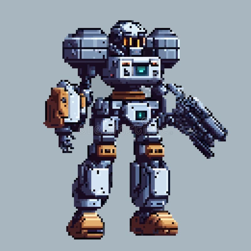 Robot Pixel Art Character for 8 Bit Game Scenery Arcade Video Game ...