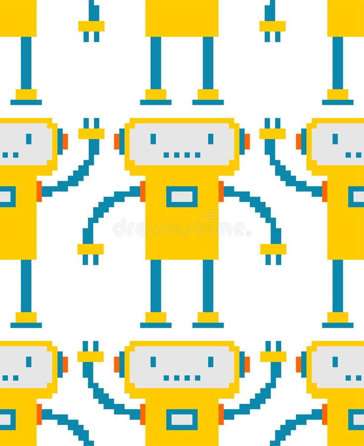 Robot Pixel Art. 8 Bit Cyborg Stock Vector - Illustration of game ...