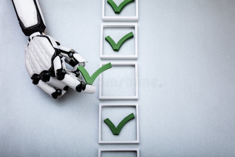 Robot Placing Check Mark in Box Stock Image - Image of poll, check ...