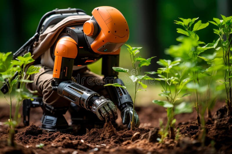 Robot Plants Trees in the Forest. the Concept of Combating ...