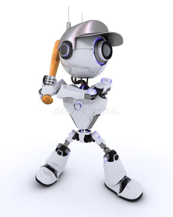 Robot playing baseball stock illustration. Illustration of throw - 61340106
