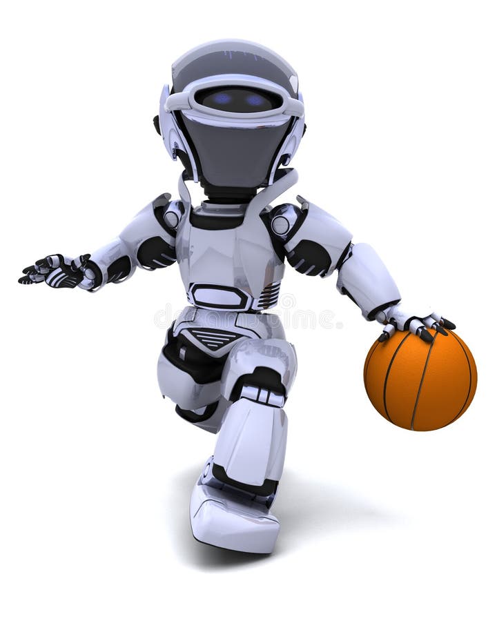 Robot playing basketball stock illustration. Illustration of ...