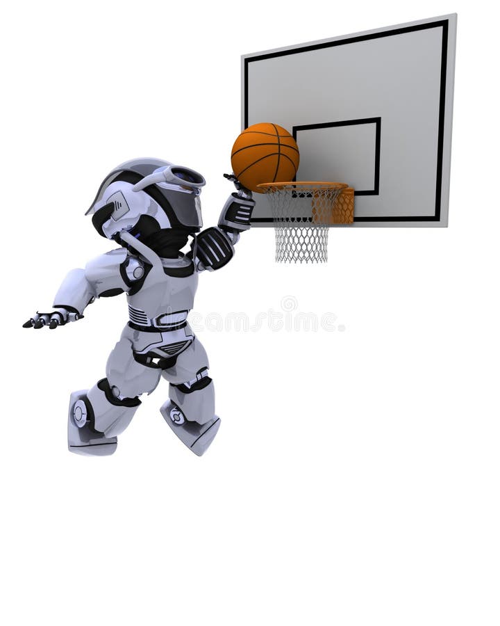 Robot playing basketball stock illustration. Illustration of sport ...