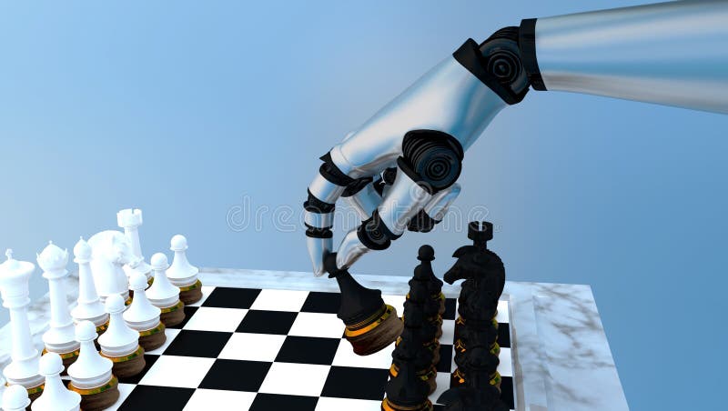 Robot Playing chess stock illustration. Illustration of technology ...