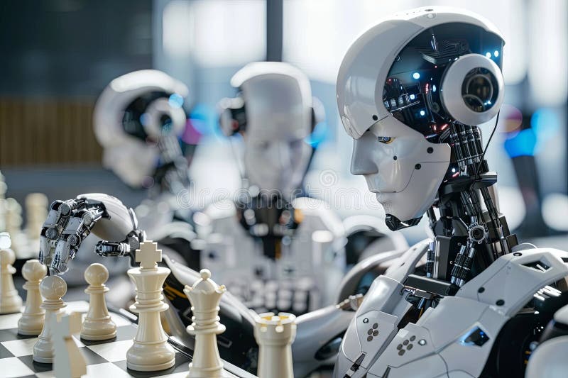 Robot Playing Chess on Chess Board Stock Image - Image of technology ...