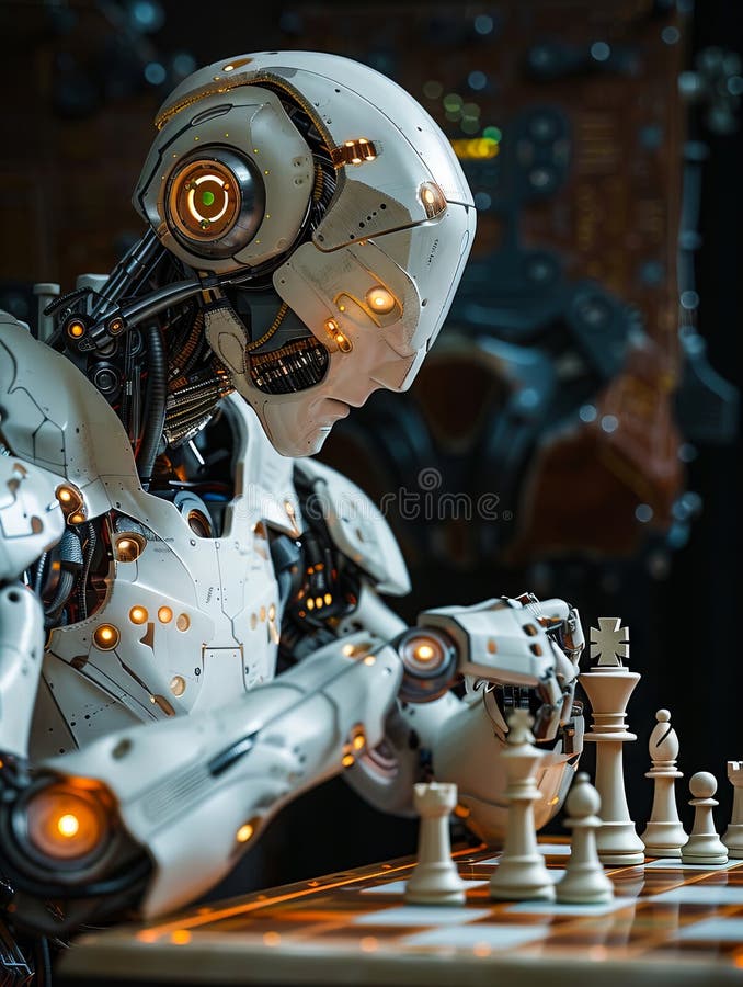 A Robot Playing Chess with a Human Stock Photo - Image of equipment ...