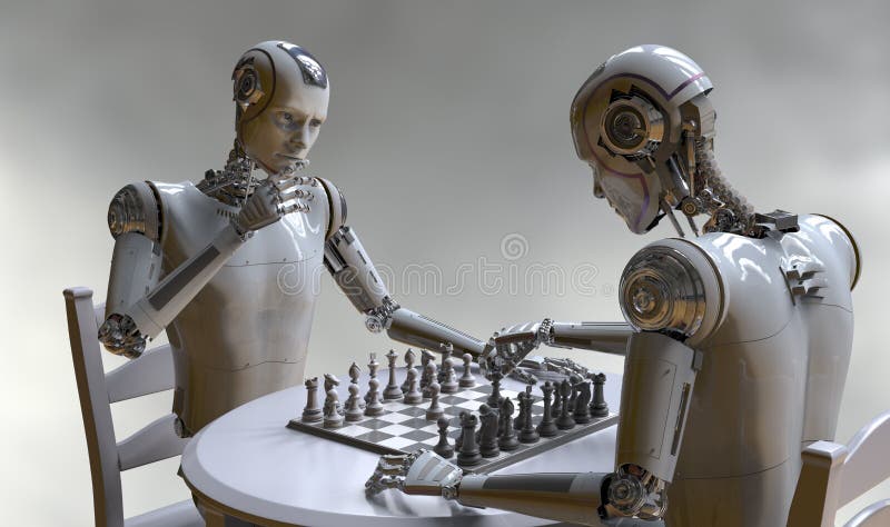 Robot Playing Chess, Illustration Stock Illustration - Illustration of ...