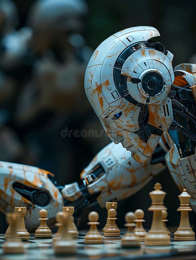 A Robot Playing Chess with Other Robots Stock Image - Image of playing ...