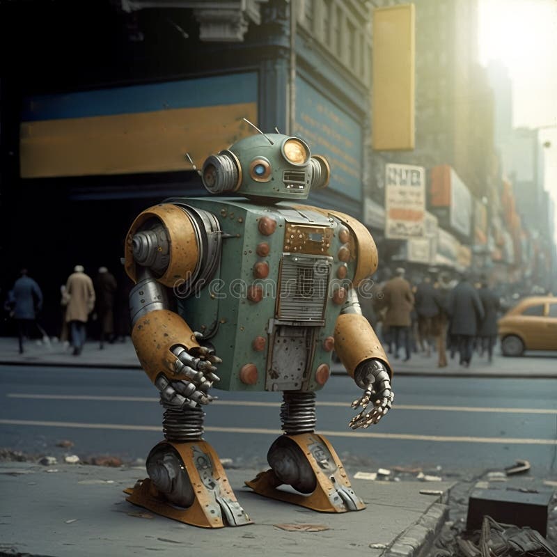 Robot Playing in a Futuristic City, Steam Punk, Mecanic. Futuristic ...