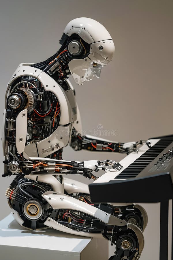 A Robot Playing a Keyboard on a Table. Generative AI Stock Photo ...