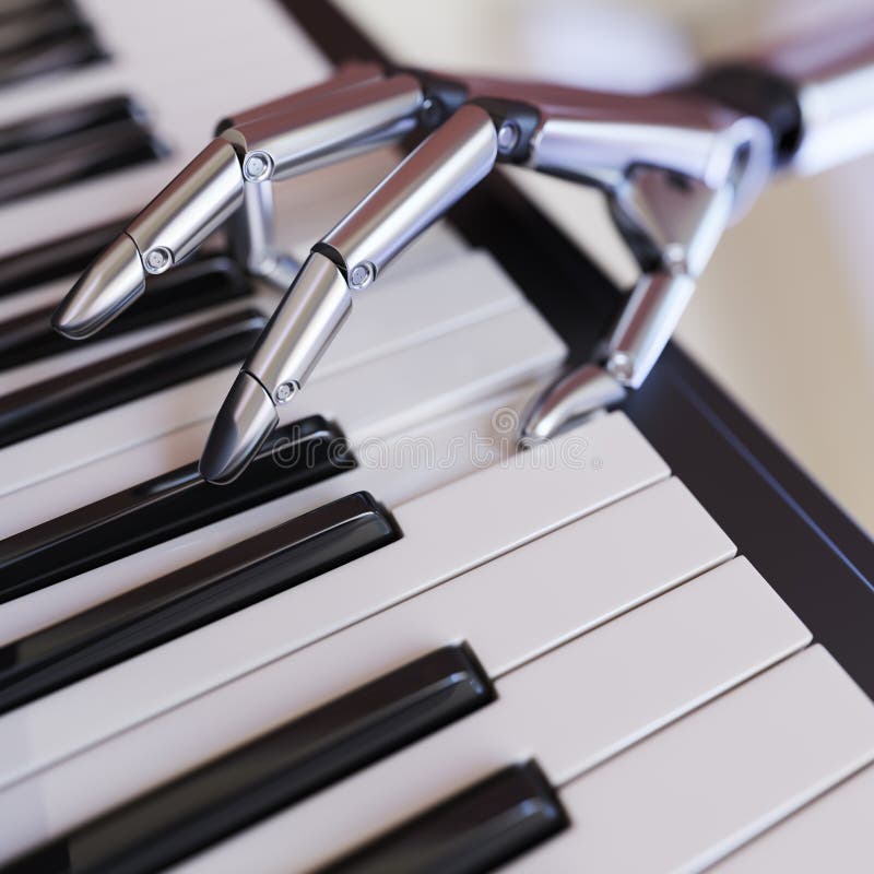 Robot Plays the Piano Artificial Intelligence Concept 3d Illustration ...