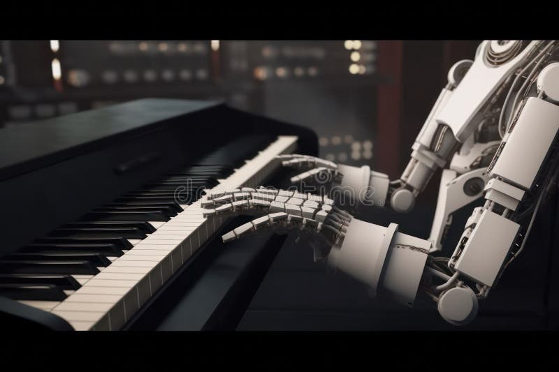 The Robot Plays the Piano .artificial Intelligence Stock Illustration ...