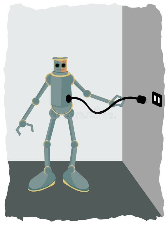Robot Plugging into Wall Socket Stock Vector - Illustration of plug ...
