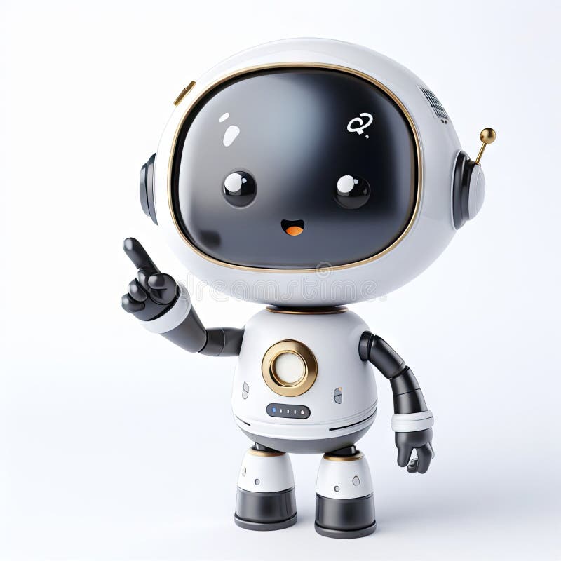 Robot Pointing Finger Up on White Background 3d Character. Ai ...