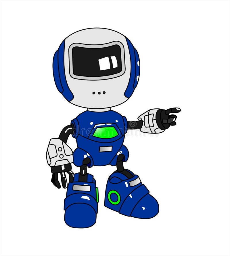 The Robot Points To the Side, Points To Something Stock Illustration ...