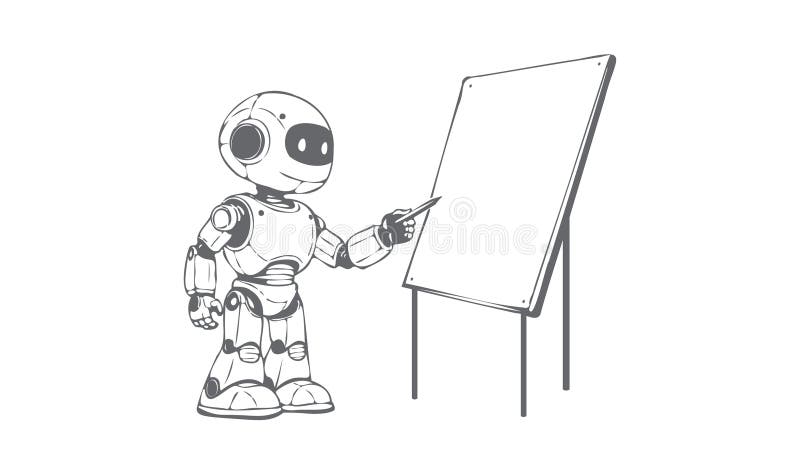 Robot Points Whiteboard. Blank Presentation Board Learning. Education ...