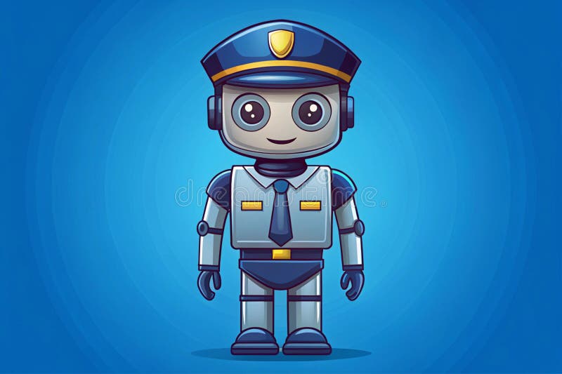 Futuristic Robot Policeman Character in High-Tech Armor with LED Lights ...