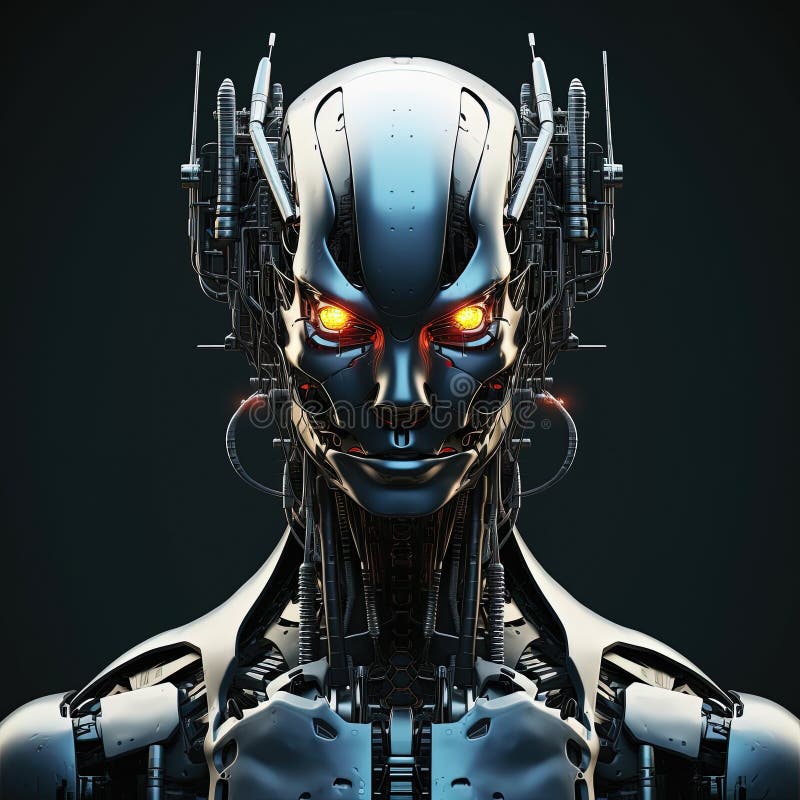 Robot Portrait, Artificial Intelligence Concept. Stock Illustration ...