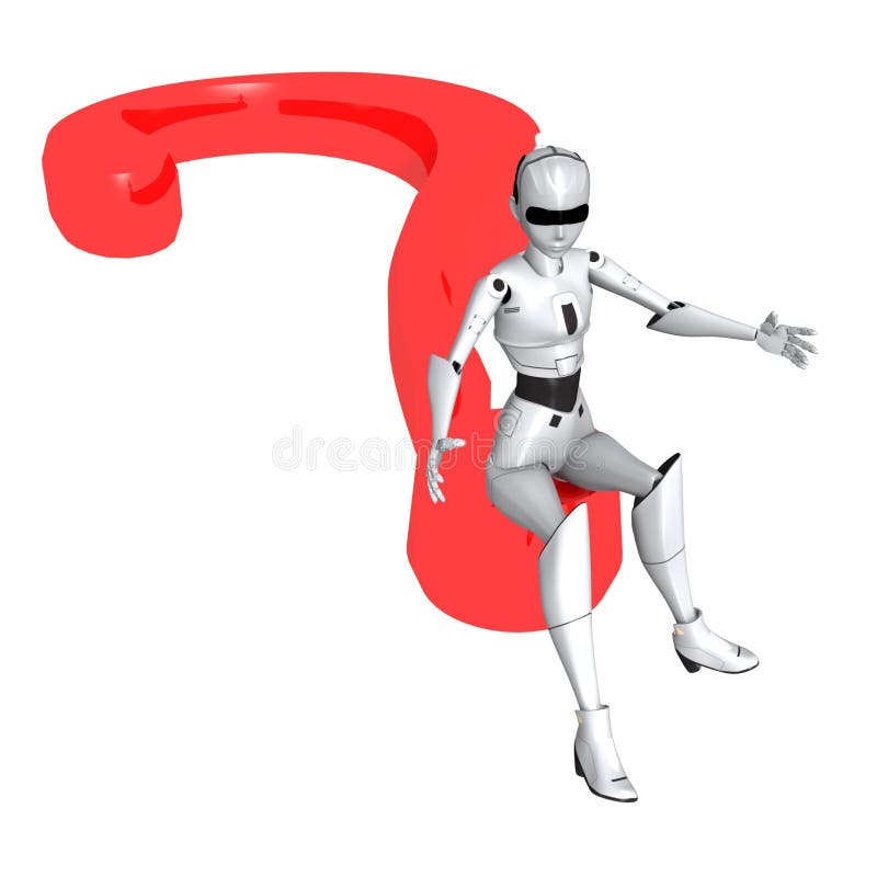 Robot Pose Big Question Mark Stock Illustration - Illustration of ...