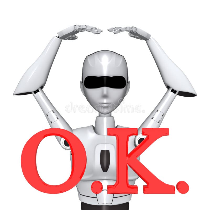 Robot Pose O.K. Right Japanese Style Stock Illustration - Illustration ...