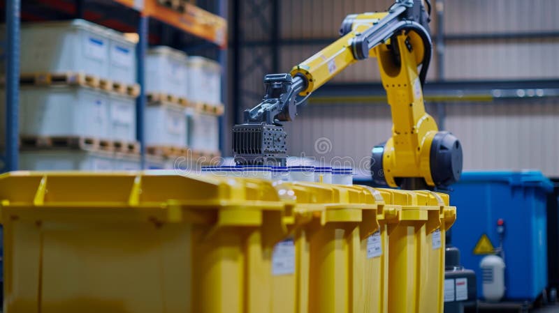 Robot Standing Next To Container Stock Image - Image of metal, robotic ...