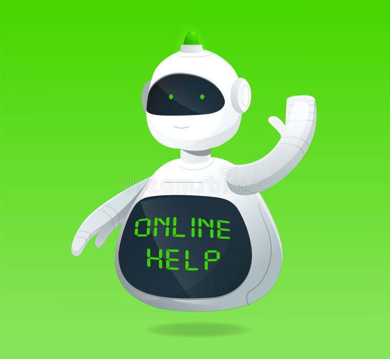 Robot Poster with Online Help Text Stock Vector - Illustration of ...