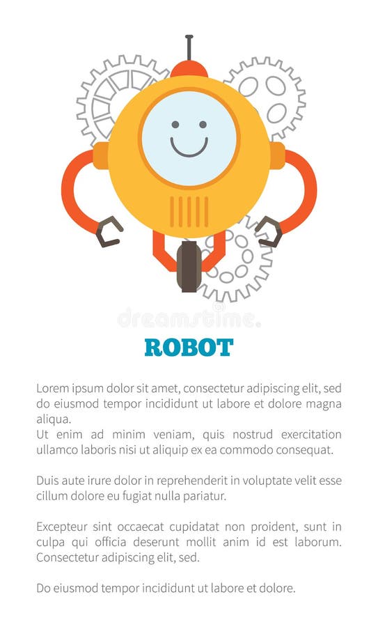 Fun Kid Robot Poster for AI Technology Banner. Stock Illustration ...
