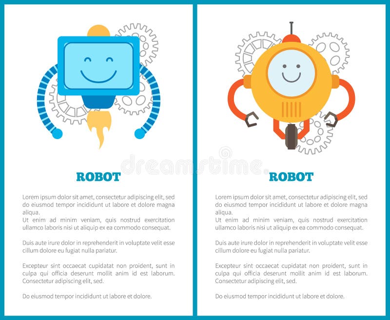 Robot Collection of Posters Vector Illustration Stock Vector ...