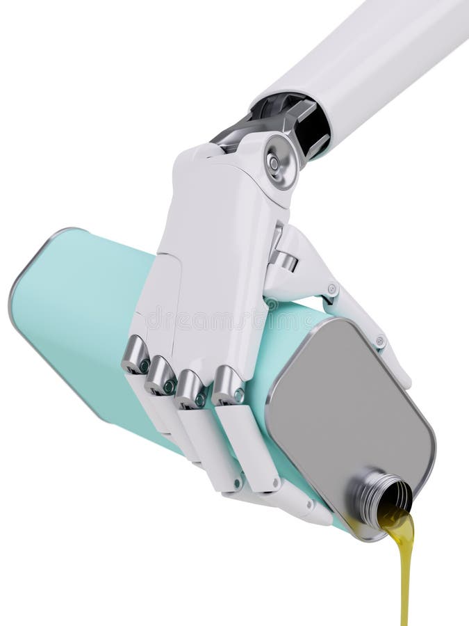 Robot Pouring Engine Oil Close-up 3d Illustration Stock Illustration ...