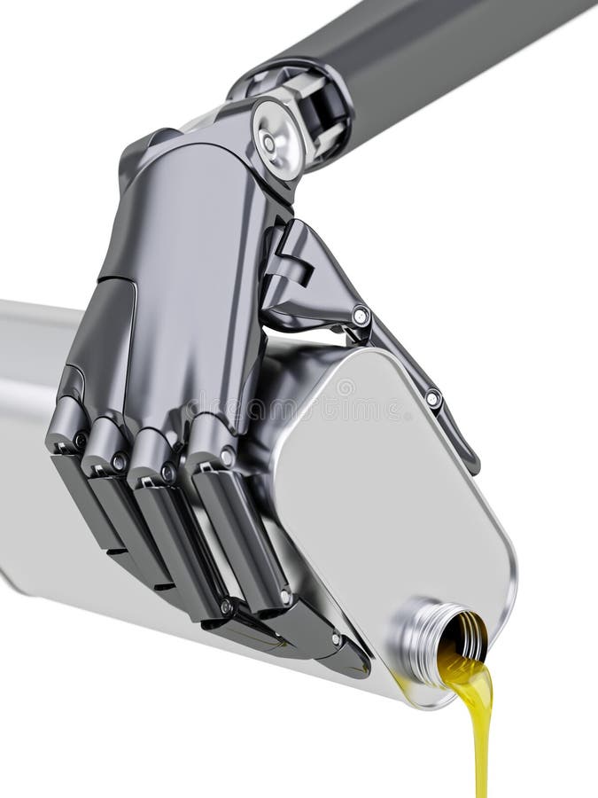 Robot Pouring Engine Oil Close-up 3d Illustration Stock Illustration ...