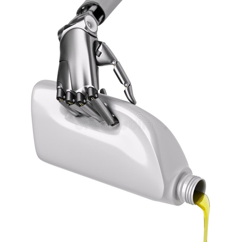 Robot Pouring Engine Oil Close-up 3d Illustration Stock Illustration ...