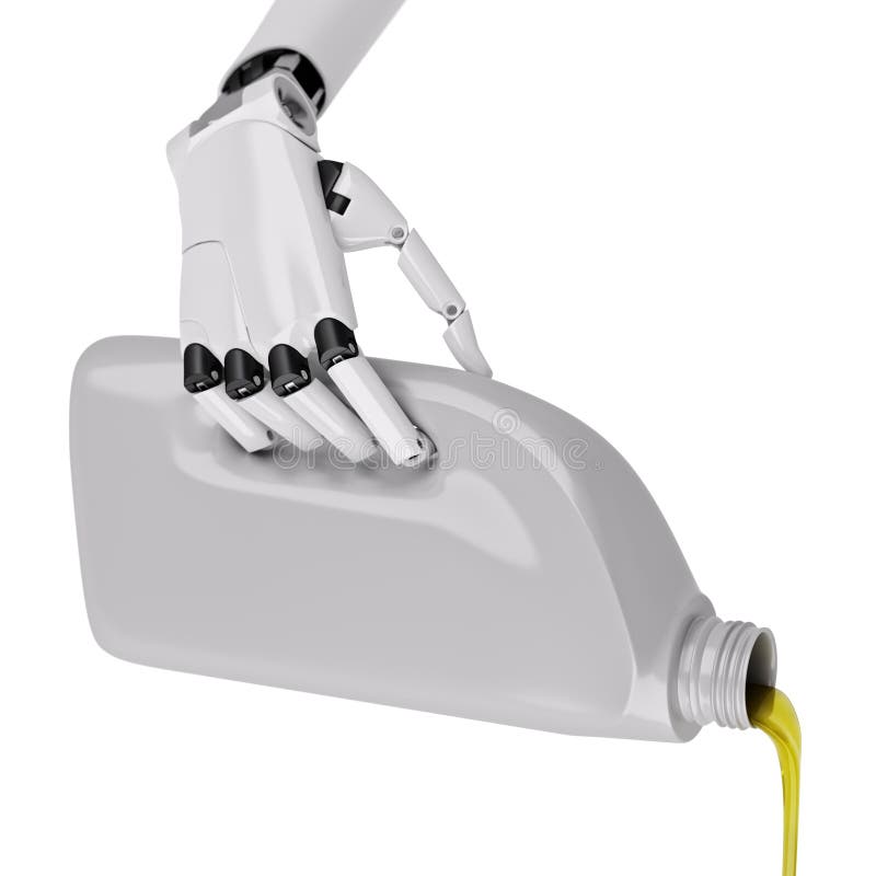Robot Pouring Motor Oil Isolated 3d Illustration Stock Illustration ...
