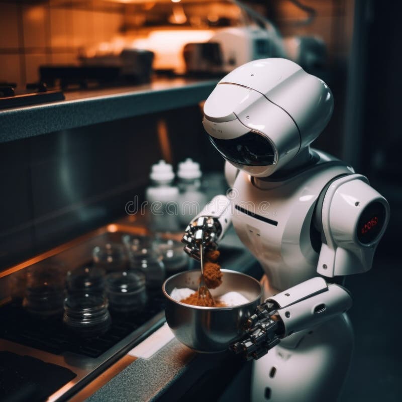 A Robot that is Pouring Something into a Bowl. Generative AI Image ...