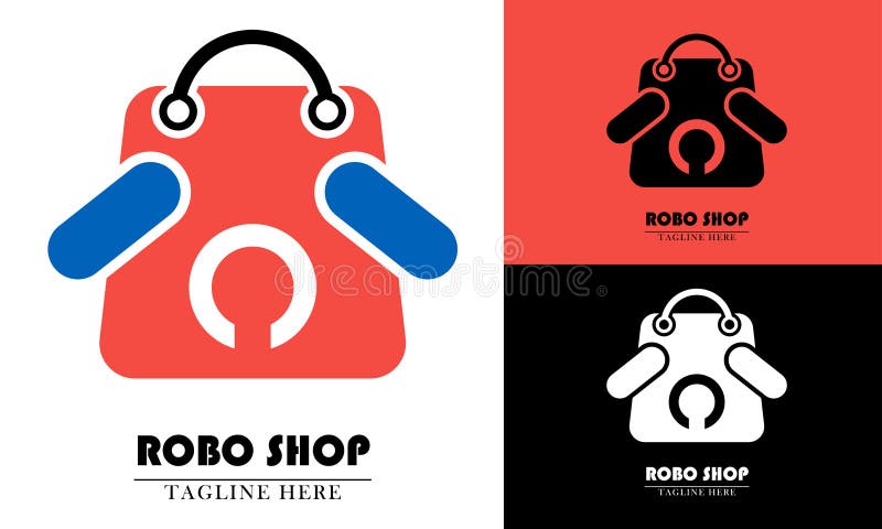 Robot Power Element and Shopping Bag Shopping Icon Logo Logo Stock ...