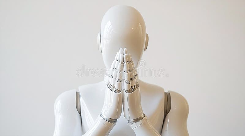 Robot in Prayer: Artificial Intelligence Seeking Spirituality Concept ...
