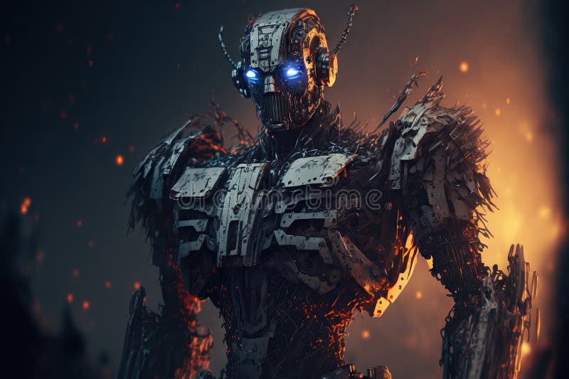 Metal Cyborg Skull Isolated on White Background Stock Illustration ...