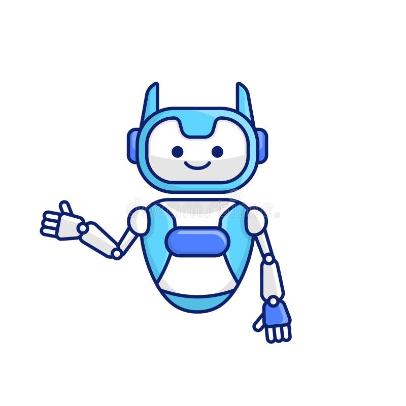 Robot Presenting or Welcoming Gesture Vector Illustration. Cute Robot ...