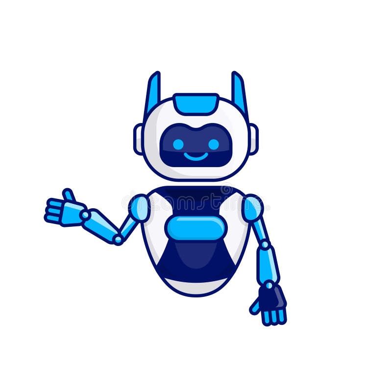 Robot Presenting or Welcoming Gesture Vector Illustration. Cute Robot Cartoon Illustration ...