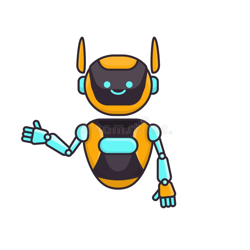Robot Presenting or Welcoming Gesture Vector Illustration. Cute Robot Cartoon Illustration ...