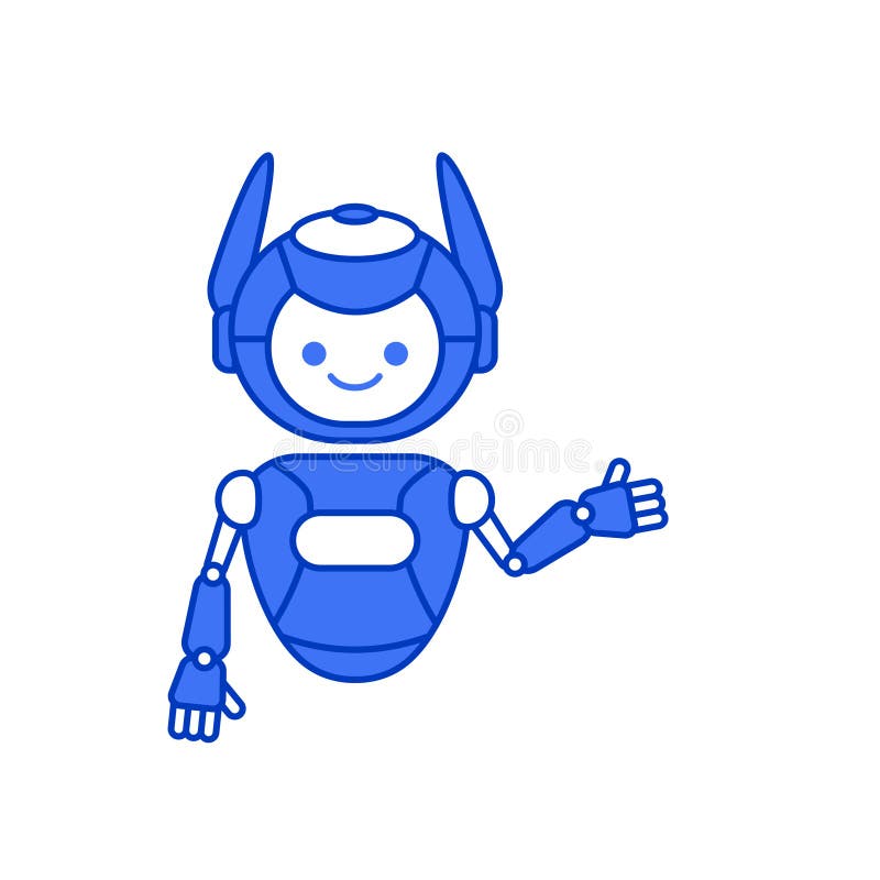 Robot Presenting or Welcoming Gesture Vector Illustration. Cute Robot Cartoon Illustration ...