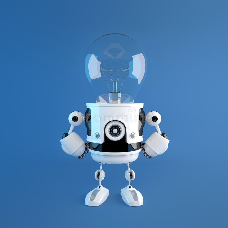 Robot principal del bulbo stock de ilustración. Ilustración de creativo ...