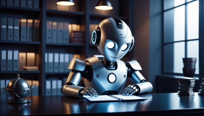 Robot Processing Financial Data Stock Photo - Image of desk, robot ...
