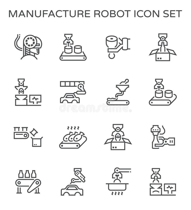 Robot production icons stock vector. Illustration of control - 69936704